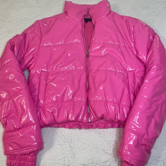 Jackets & Coats | Glossy Hot Pink Puffer Jacket | Poshmark